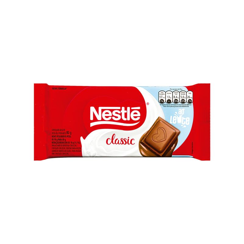Chocolate Nestlé Classic ao Leite 80g - Zaffari & Bourbon Chocolate Nestlé Classic ao Leite 80g - Zaffari & Bourbon