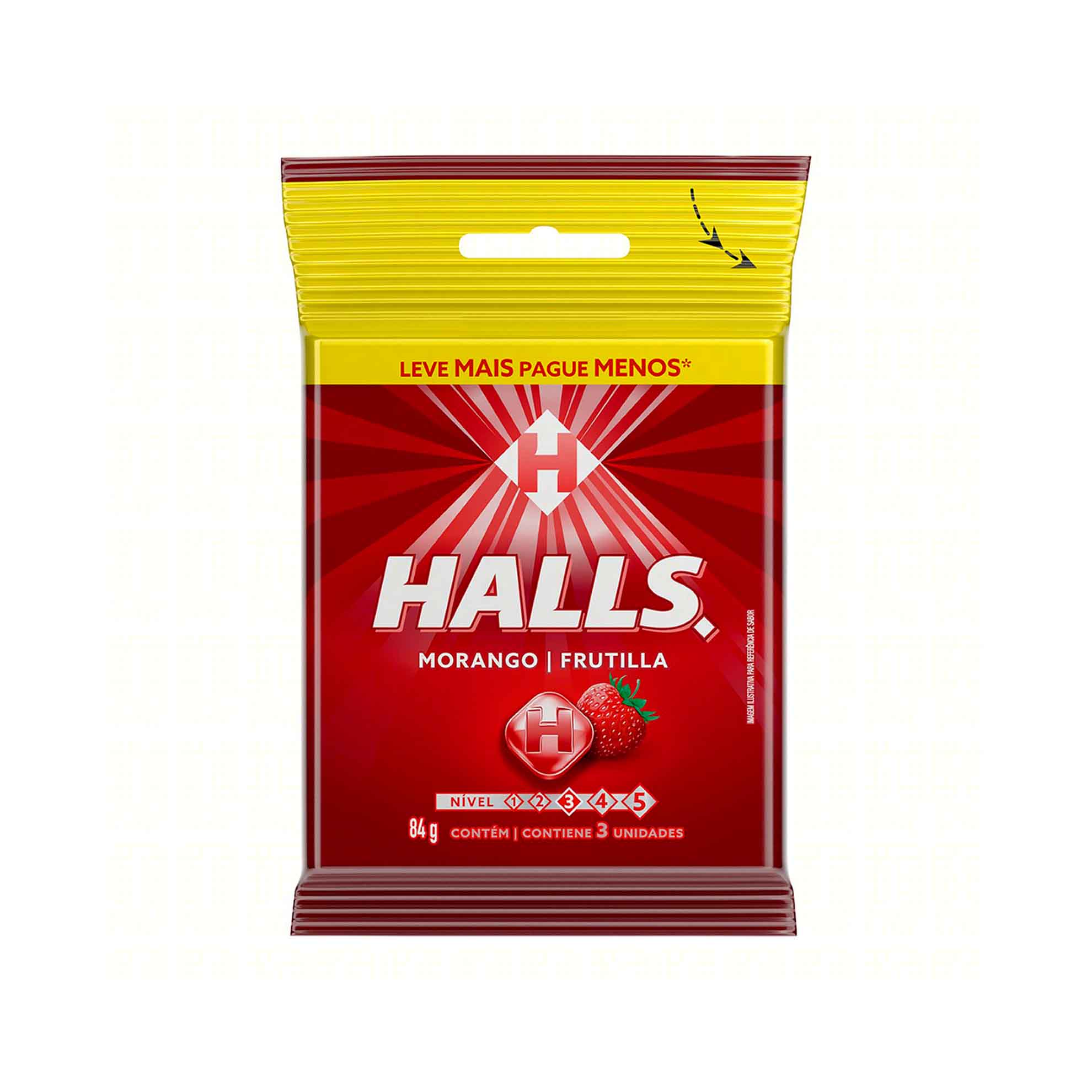 Bala Morango Halls 84g 3 unidades Embalagem Promocional - Zaffari