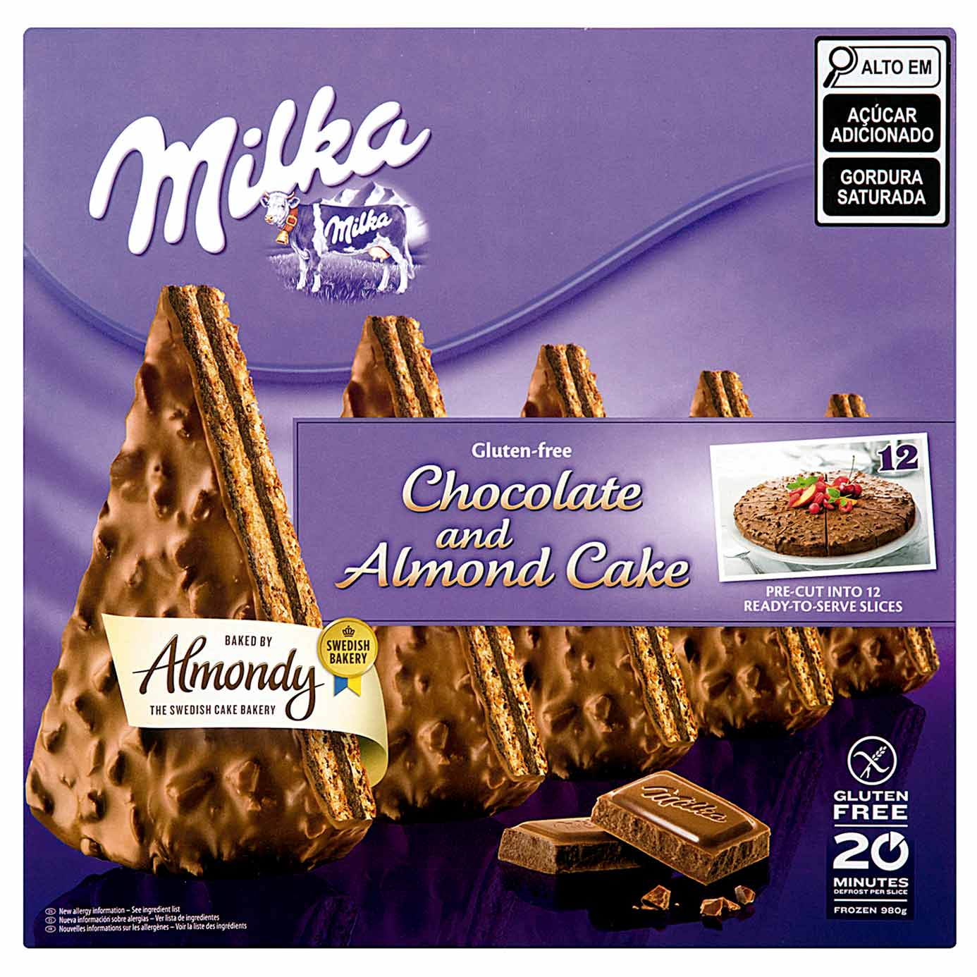 Torta de Chocolate Milka com Amêndoa Congelada Almondy 980g - Zaffari