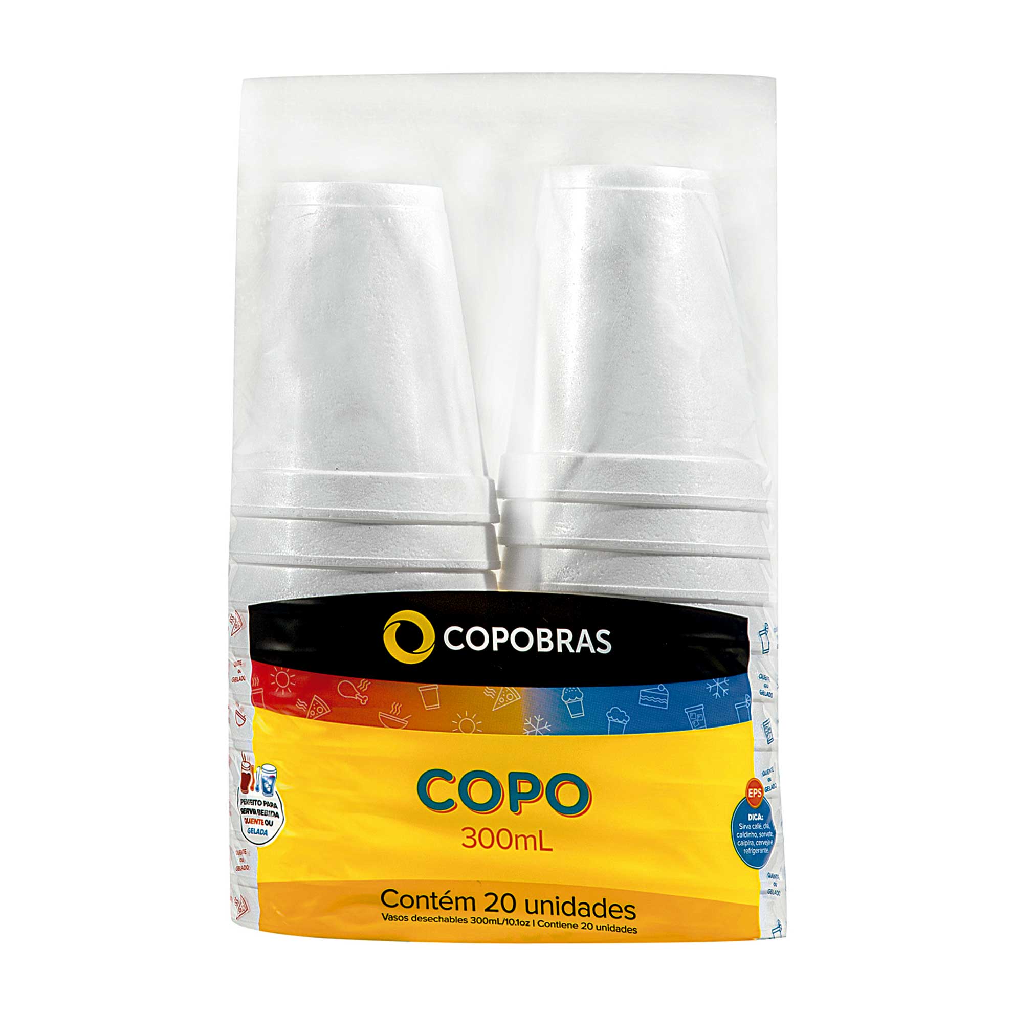 Copo Térmico Descartável Branco 300ml Copobras 20 unidades - Zaffari