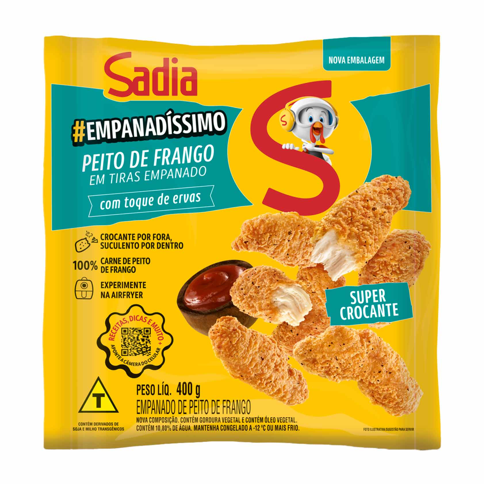 Peito de Frango em Tiras Empanado Congelado com Toque de Ervas Sadia ...
