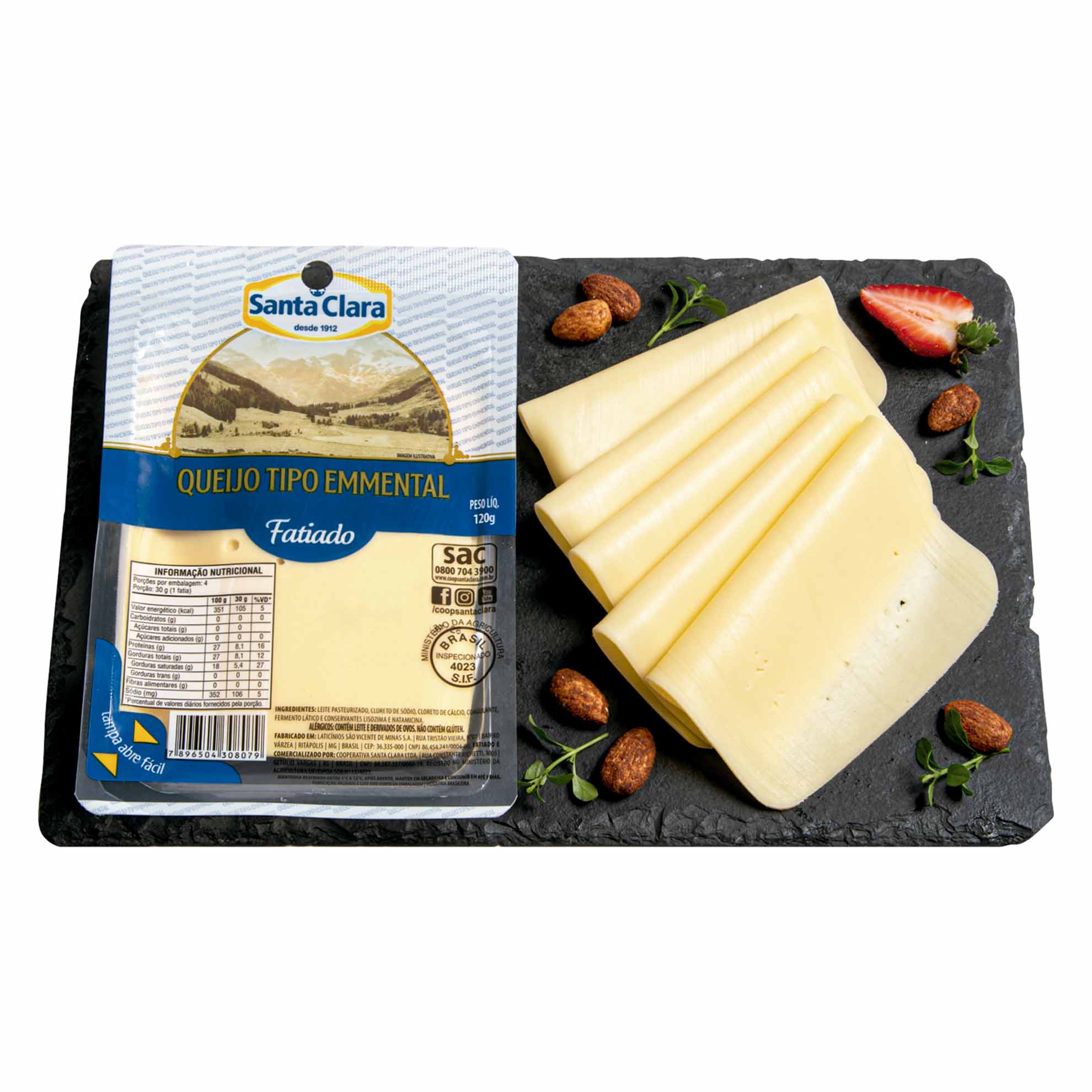 Queijo Tipo Emmental Fatiado Santa Clara 120g - Zaffari