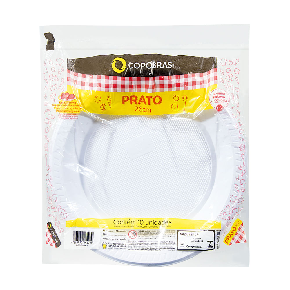 Prato Descartável Branco 26cm Copobras 10 unidades - Zaffari & Bourbon
