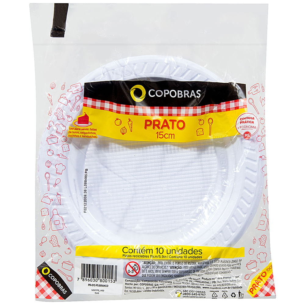 Prato Descartável Branco Copobras 15cm 10 Unidades - Zaffari