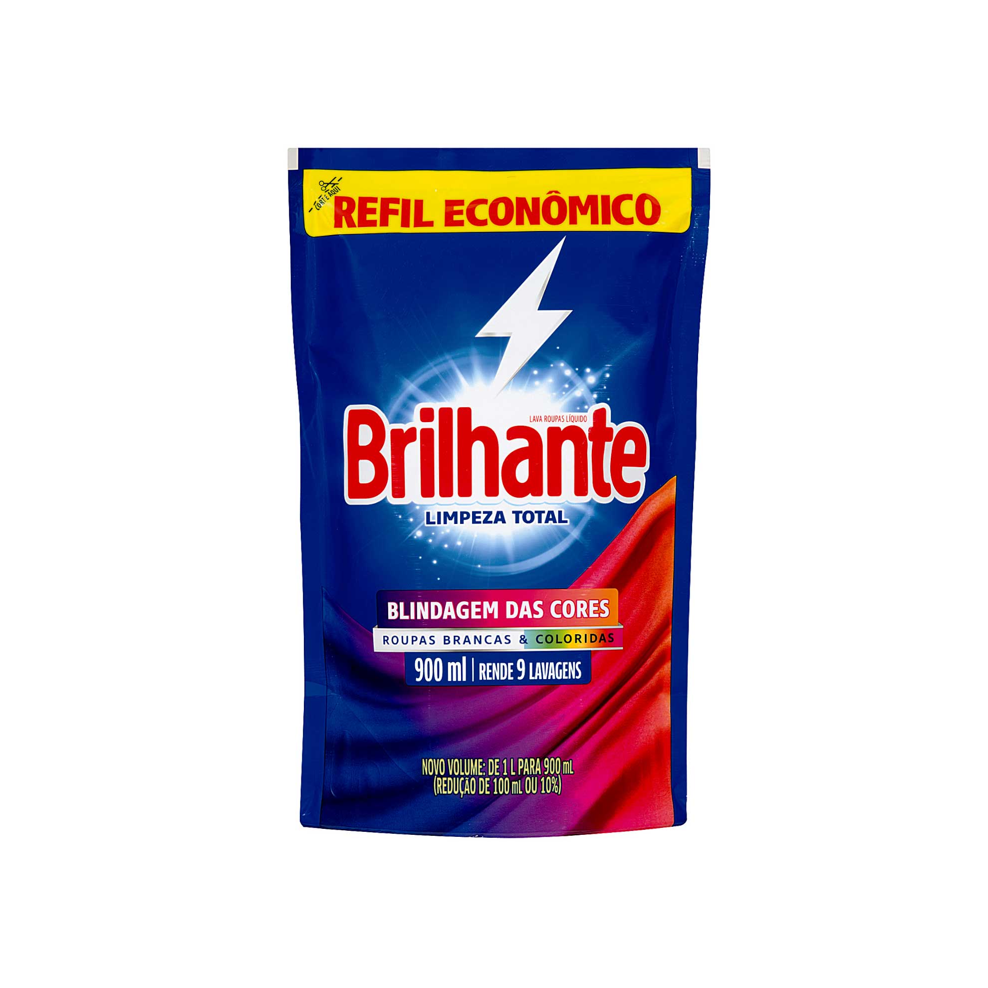 Lava-roupas Líquido Brilhante Blindagem das Cores Sachê Refil 900ml ...