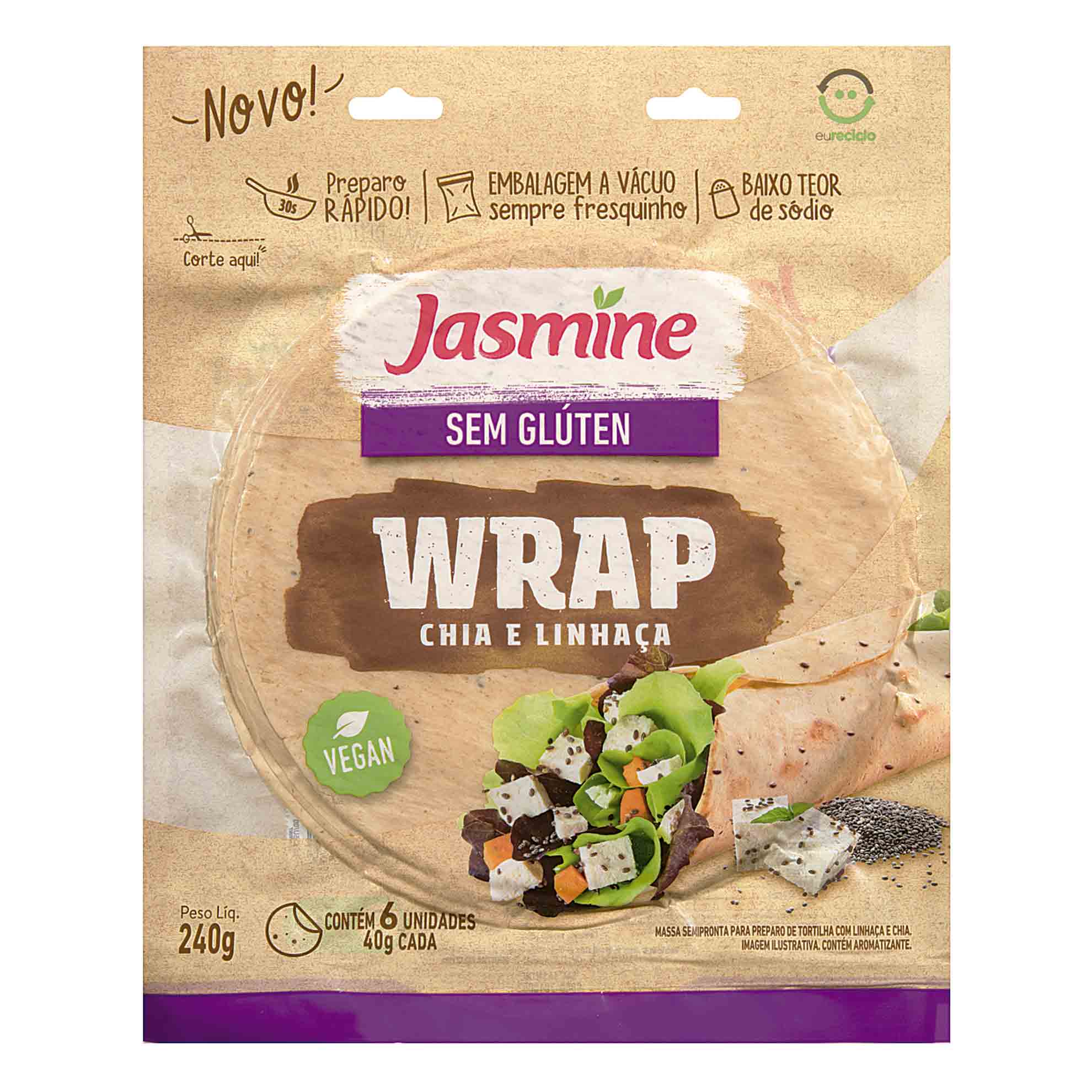 Pão de Chia e Linhaça Jasmine Wrap Tortilha sem Glúten - Zaffari