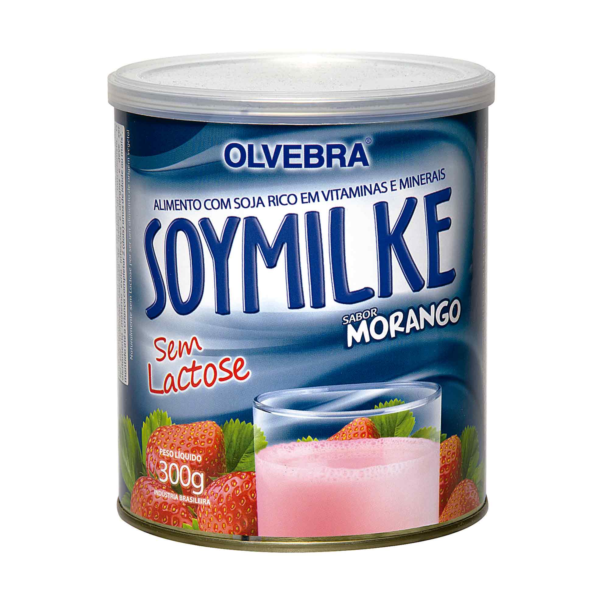 Alimento com Soja em Pó Sem Lactose Sabor Morango Soymilke Lata 300g ...