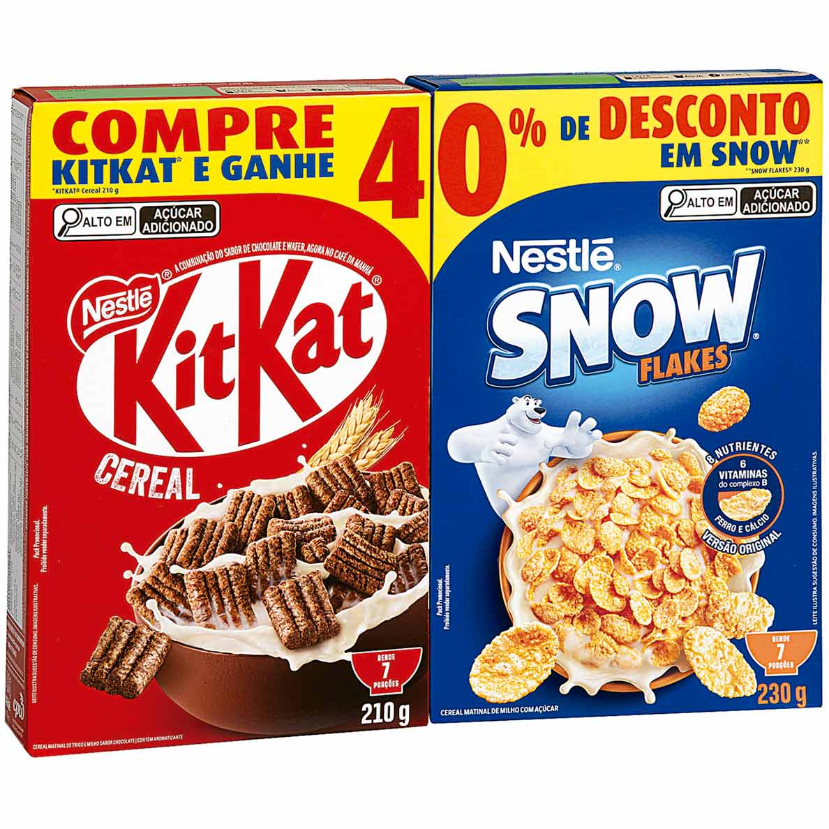 Kit Cereal Nestlé KitKat 210g e Cereal Snow Flakes 230g - Zaffari