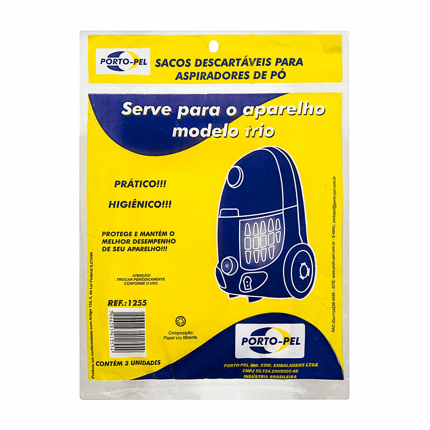 Saco para Aspirador de Pó Porto-Pel 1255 3 Unidades - Zaffari