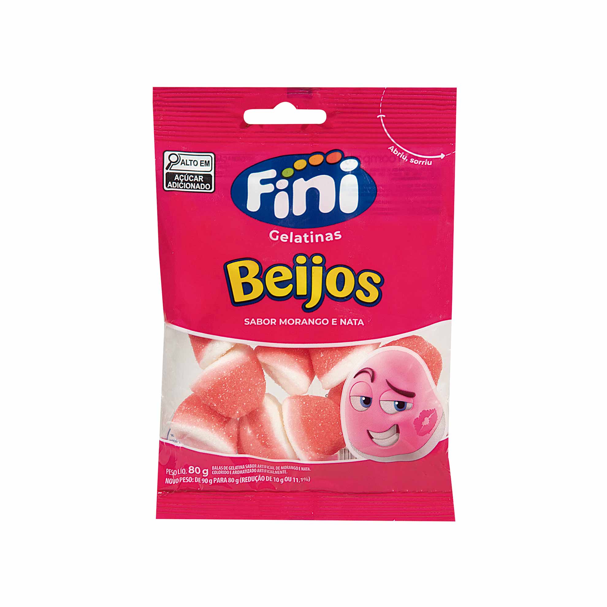 Bala de Gelatina Fini Beijos Morango e Nata 80g - Zaffari