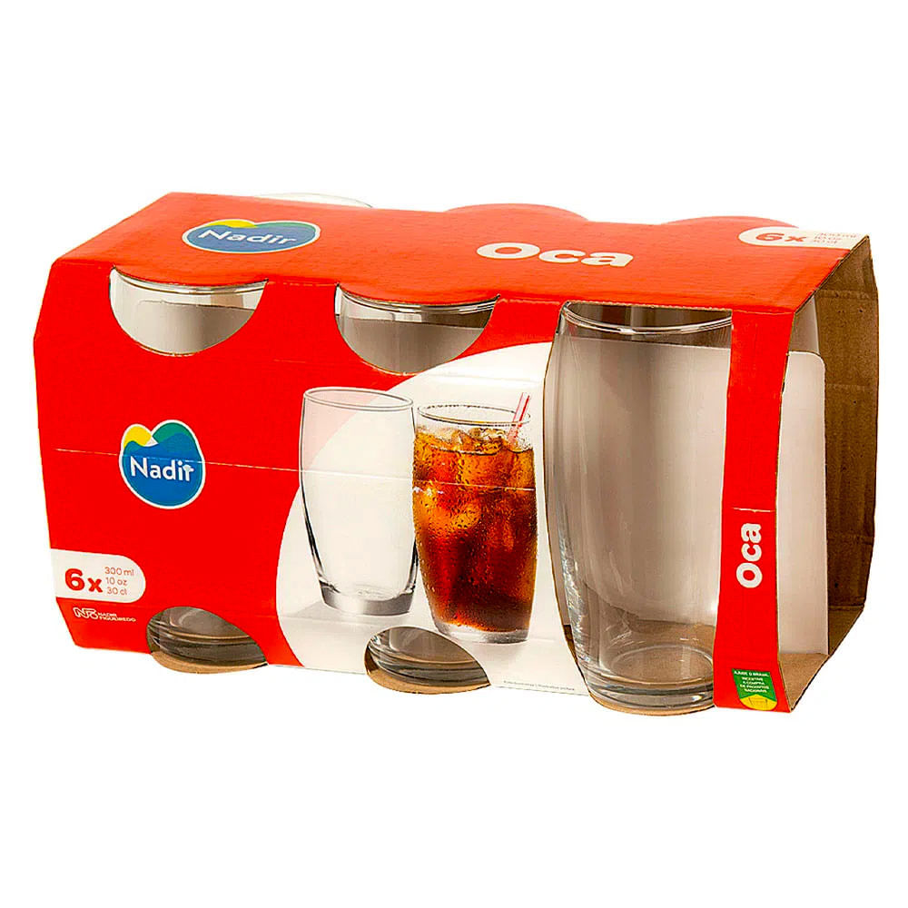 Kit de Copos de Vidro Oca Nadir 6 Unidades de 300ml - Zaffari & Bourbon