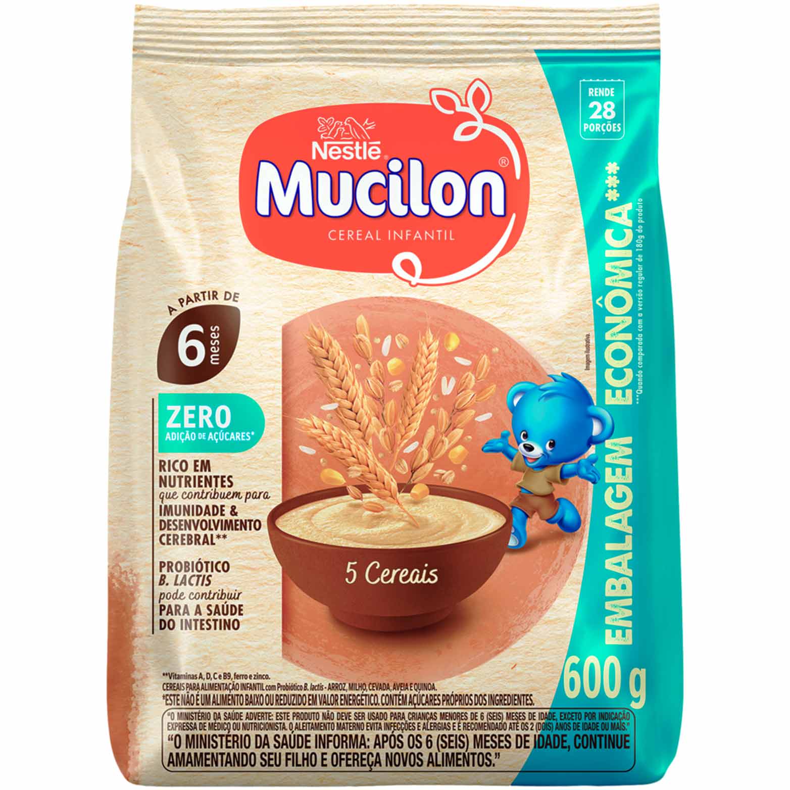 Cereal Infantil Mucilon Nestlé 5 Cereais Zero Açucar 600g - Zaffari