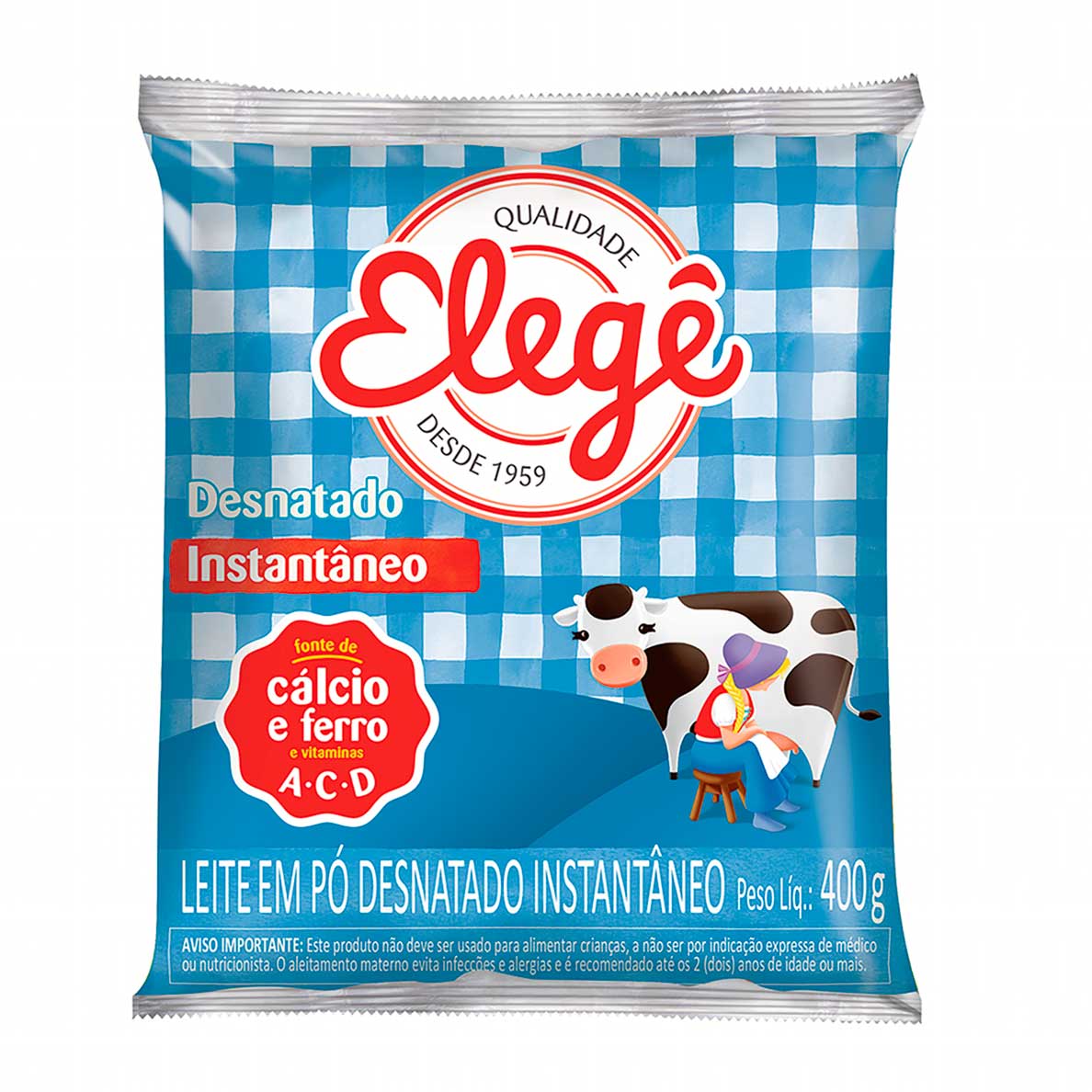 Leite em Pó Desnatado Instantâneo Elegê 400g - Zaffari