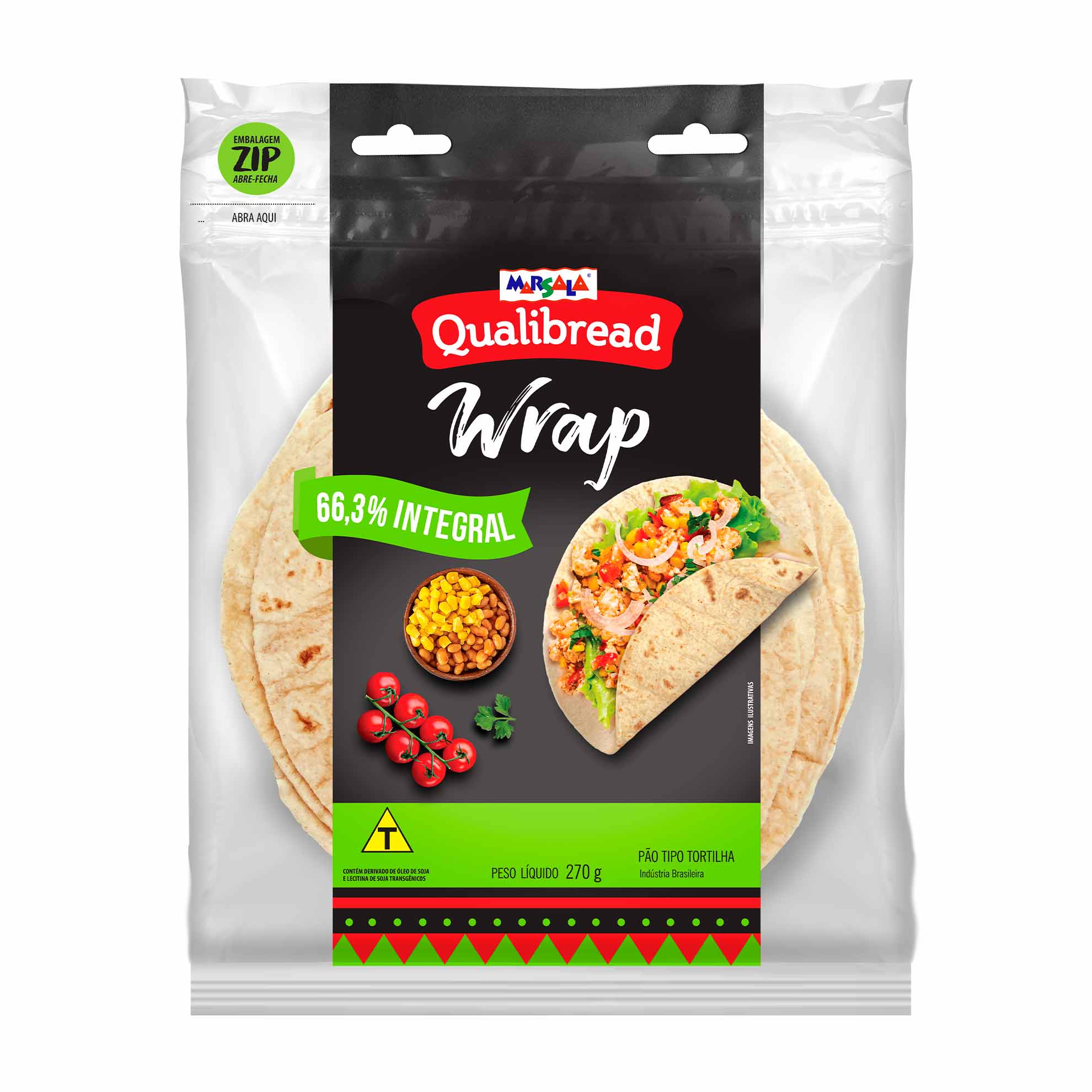 Wrap Integral 66,3% Qualibread Marsala 270g - Zaffari